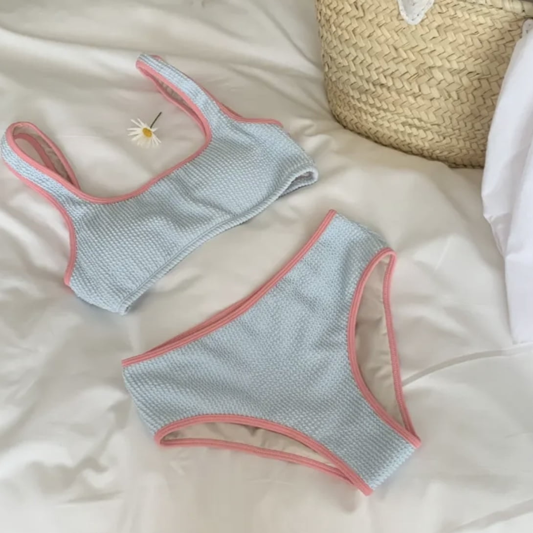 Generic 2025 Vintage Vest Simple Split Swimsuit Female Macaron Color ...