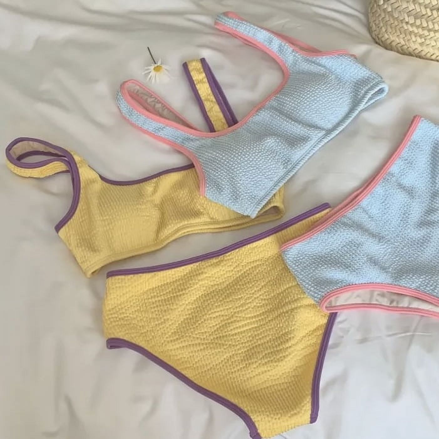 Generic 2025 Vintage Vest Simple Split Swimsuit Female Macaron Color ...