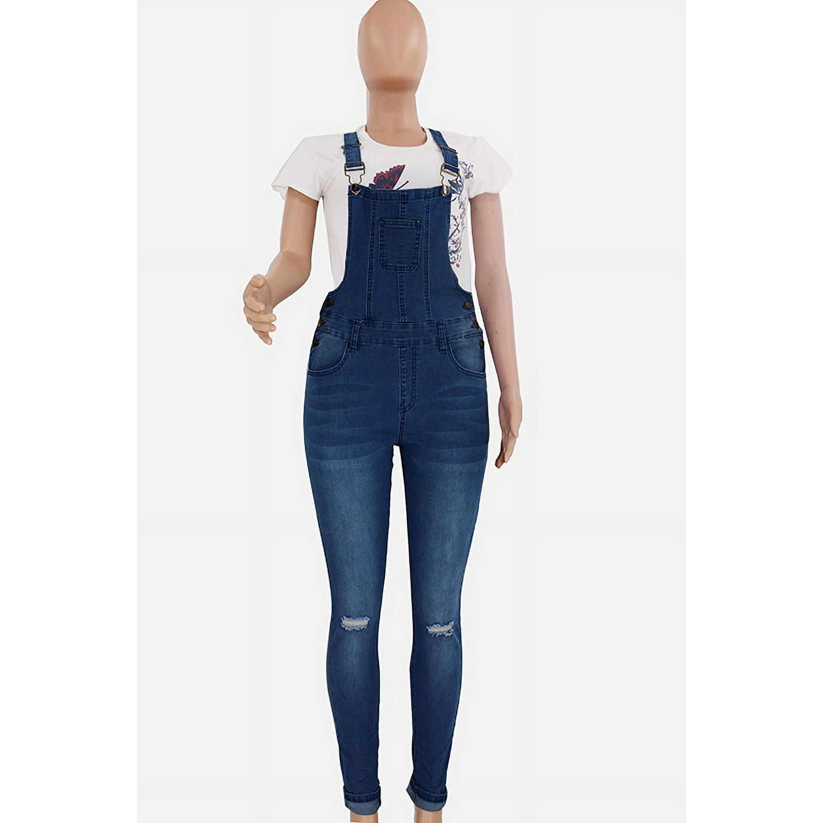 Generic 2025 Women's Ripped Washed Jeans Overalls - Walmart.com