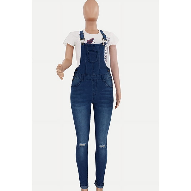 Generic 2025 Women's Ripped Washed Jeans Overalls - Walmart.com