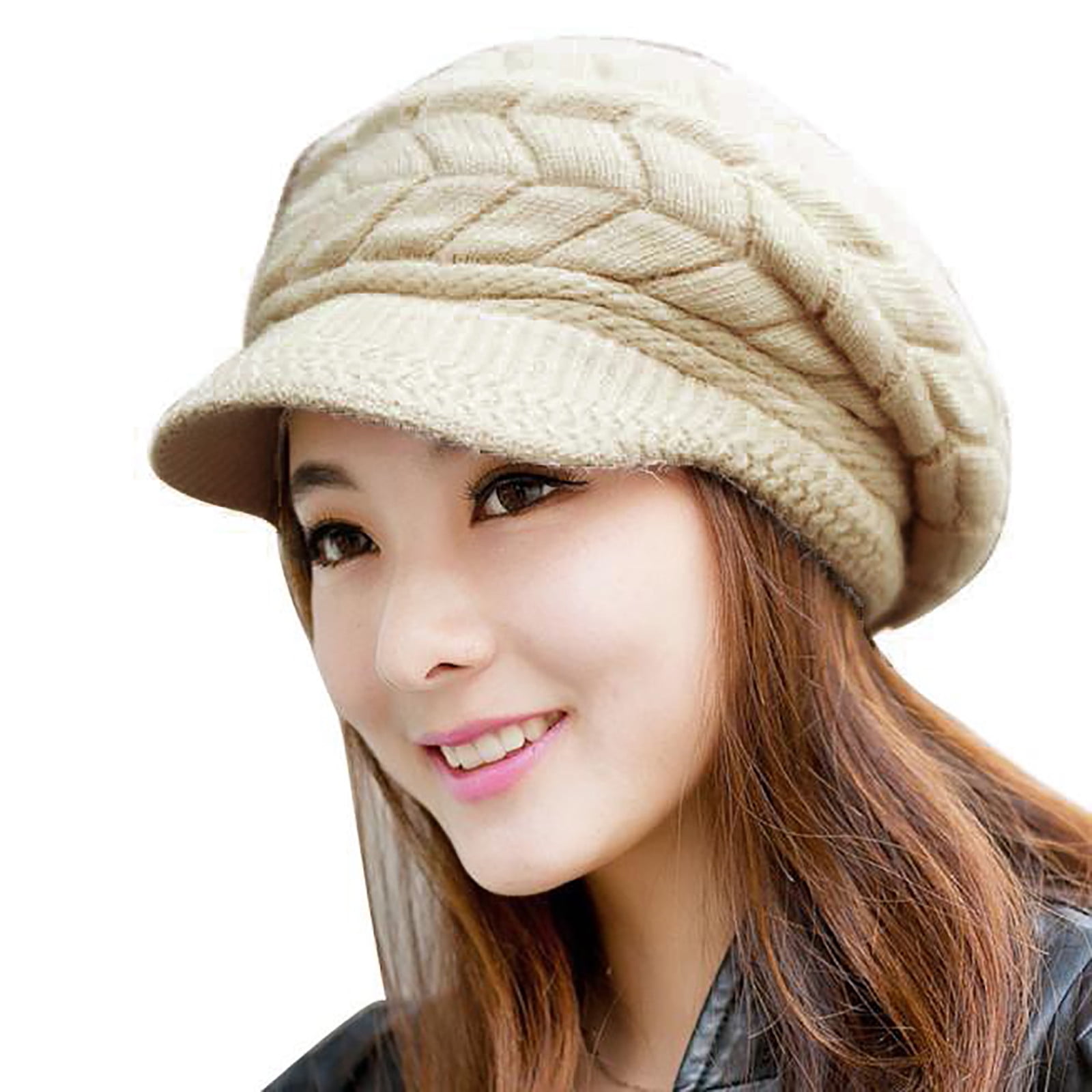 Generic 2025 Womens Warm Windproof Crochet Skullies Knitted Woolly Hat ...