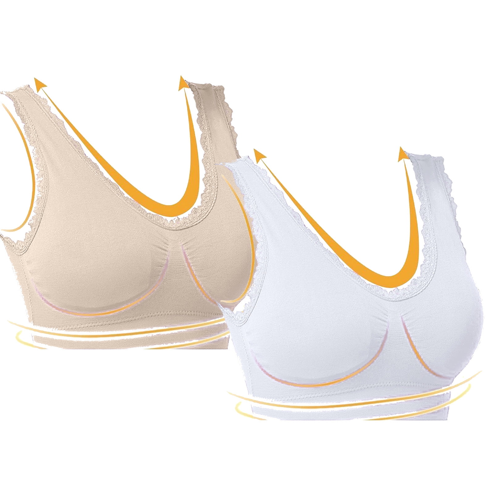Generic 2PC Lace Bralettes for Womens Padded Deep V-Neck Wireless Bra ...