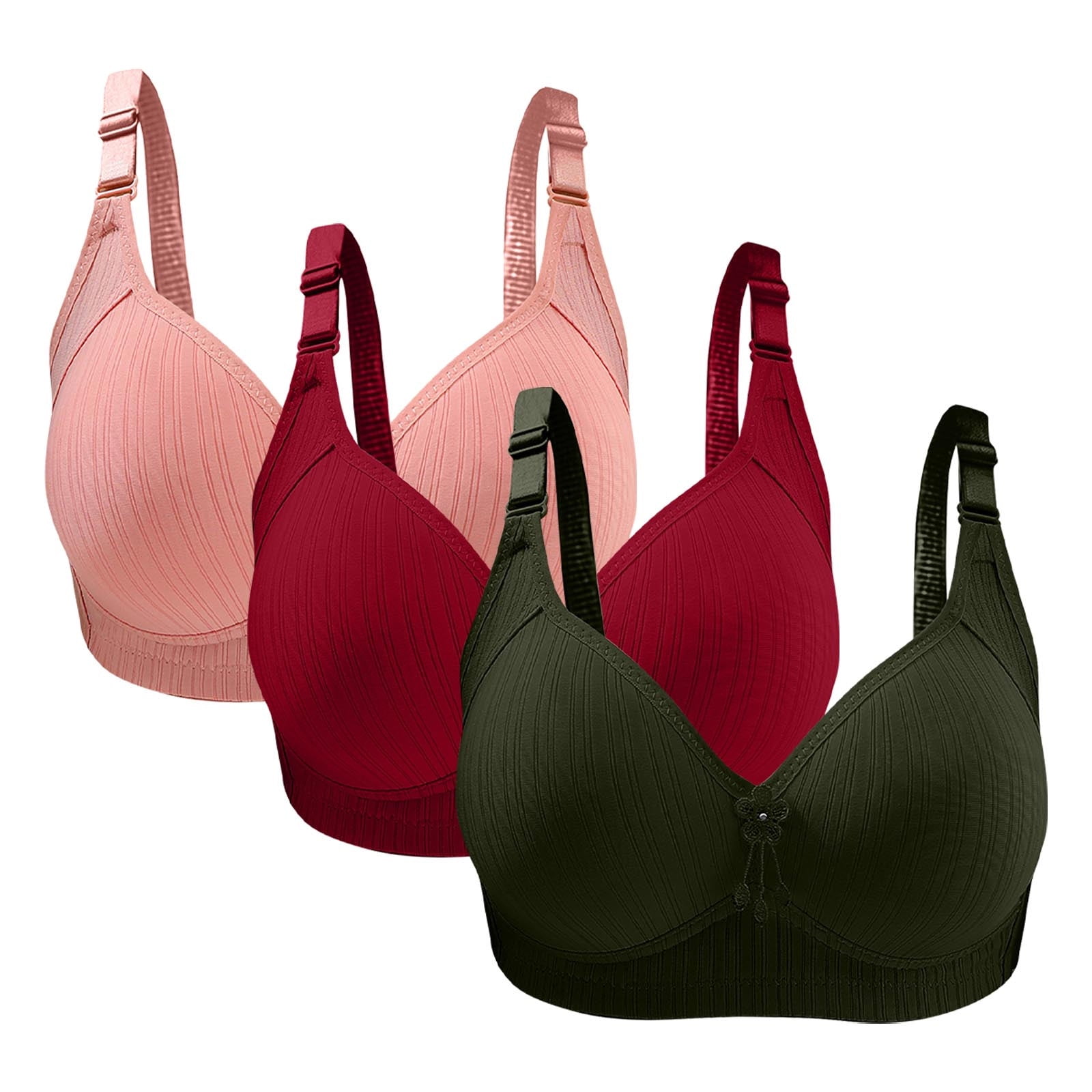 Generic 3 Pack Adjustable Wireless Bras for Women No Underwire Push Up ...