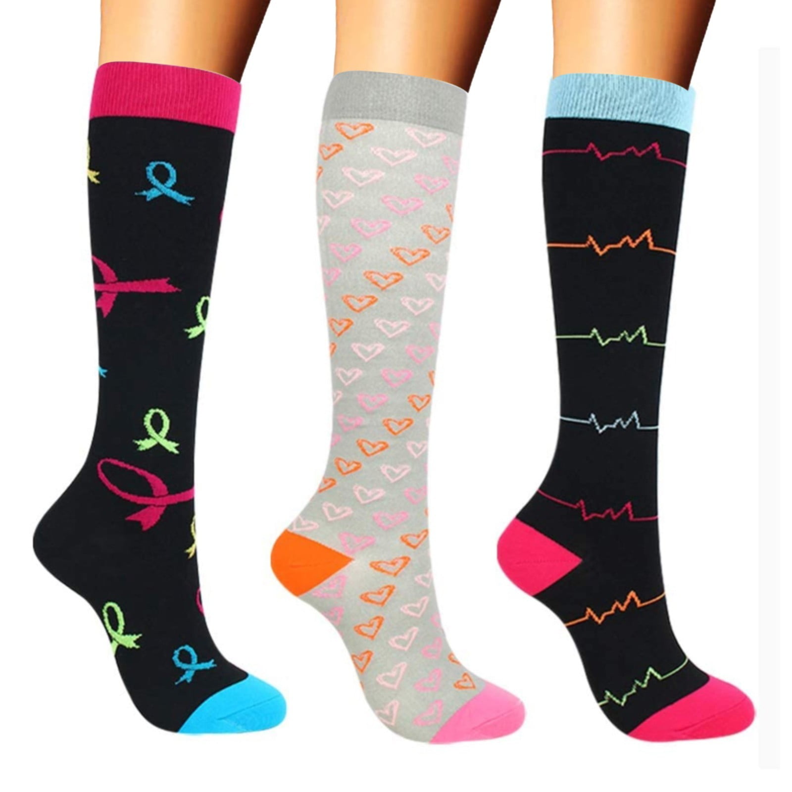 Generic 3 Pairs Of Compression Socks For Men And Women Colourful ...