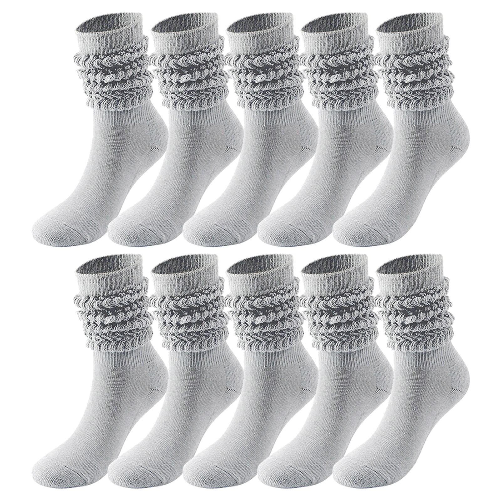 Generic 5 Pairs Women'S Thermal Cable Knit Knee Socks Soild Color Socks ...