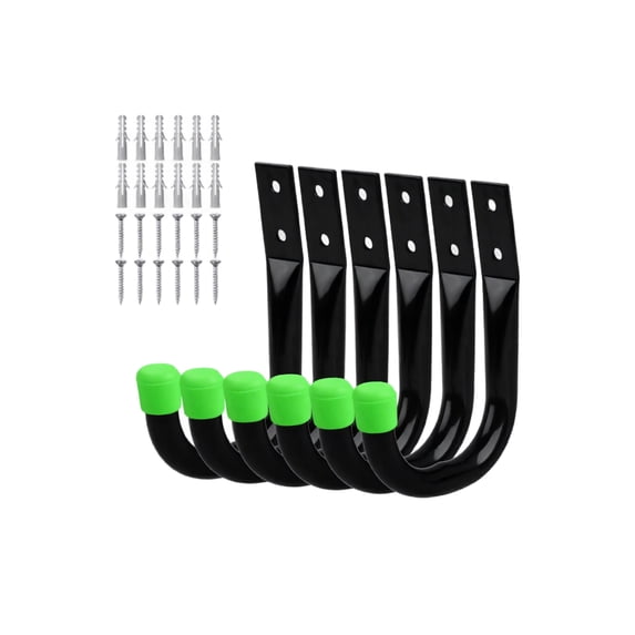 Generic 6 Pack Heavy Duty Black Metal J-Hooks, Wall Mount Garage ...