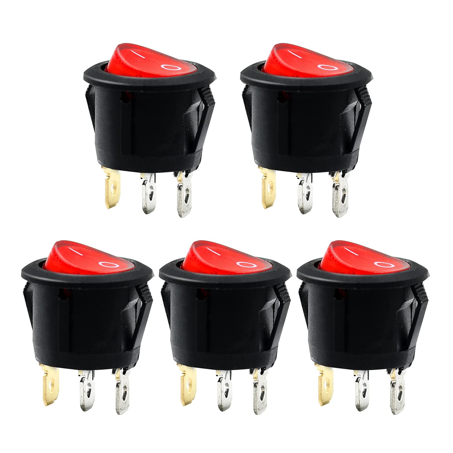 Generic AC 110V Red Light SPST 3-Pin ON/OFF Round Boat Rocker Switch 5 ...