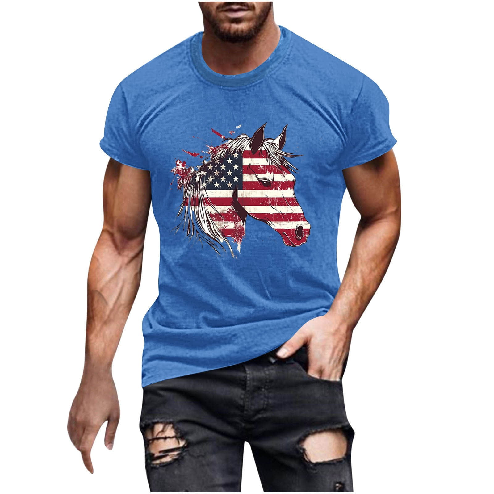 Generic American Flag Heart Shirt Men Patriotic T-Shirt 4th of July ...