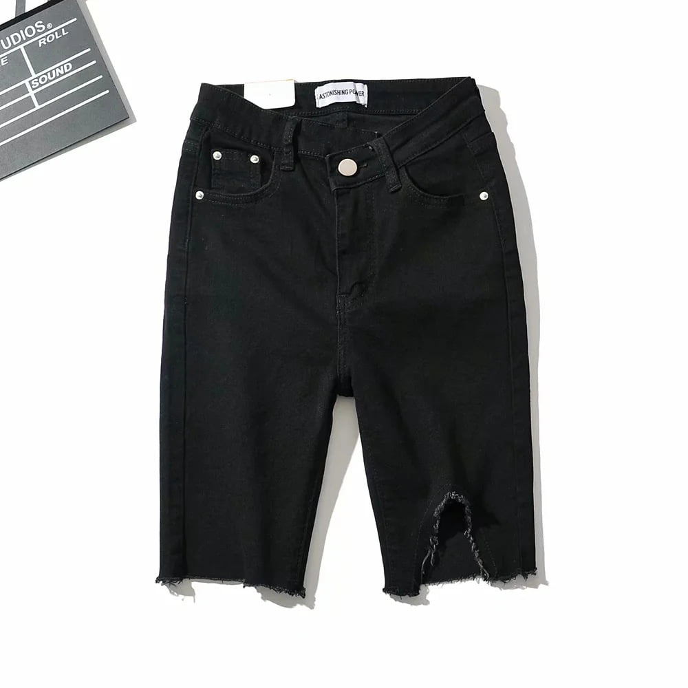 Generic Asymmetric High and Low Dislocation Waist Straight Fifth Jeans ...