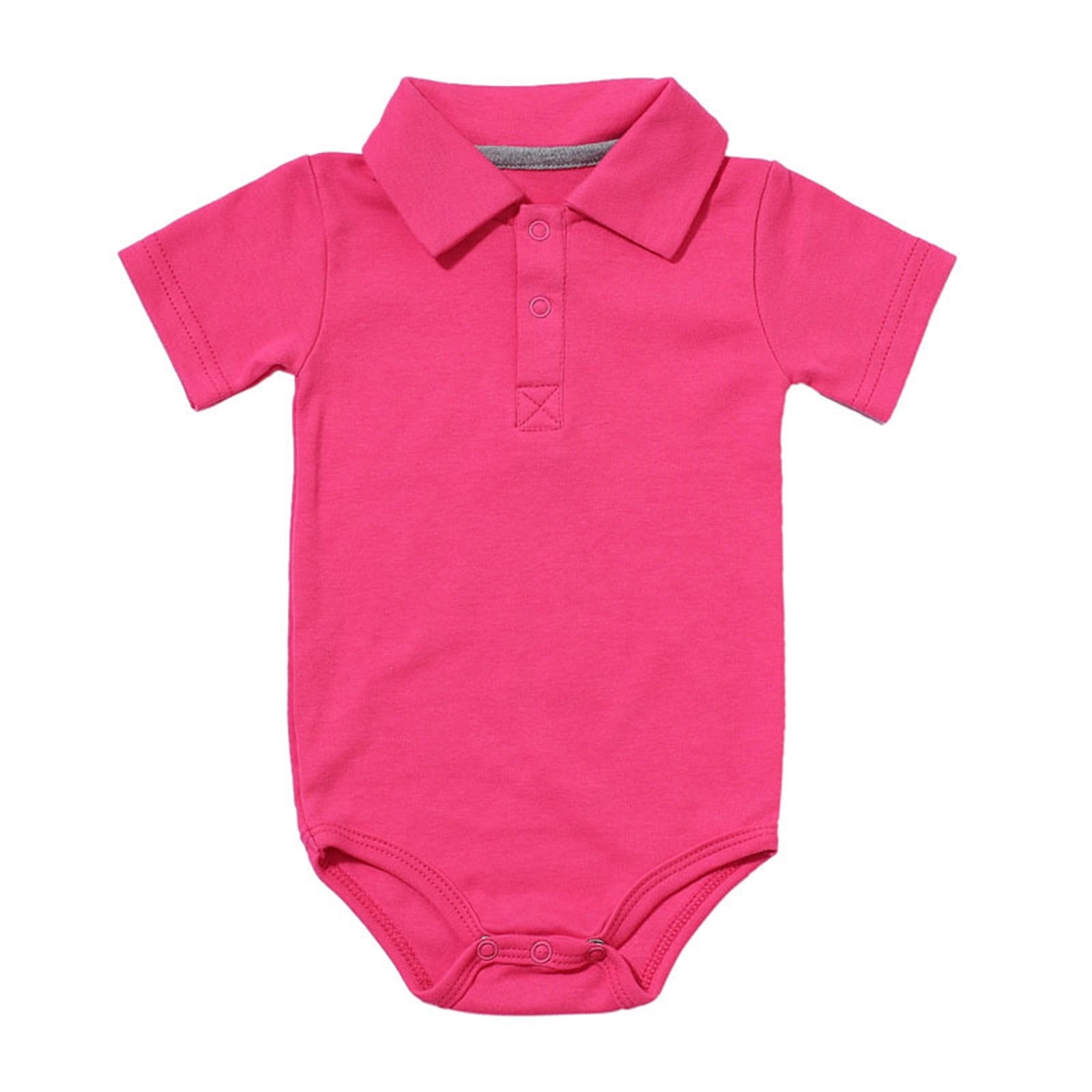 Generic Baby Boy Girl Collared Bodysuit Polo Short Sleeve Soft Cotton ...