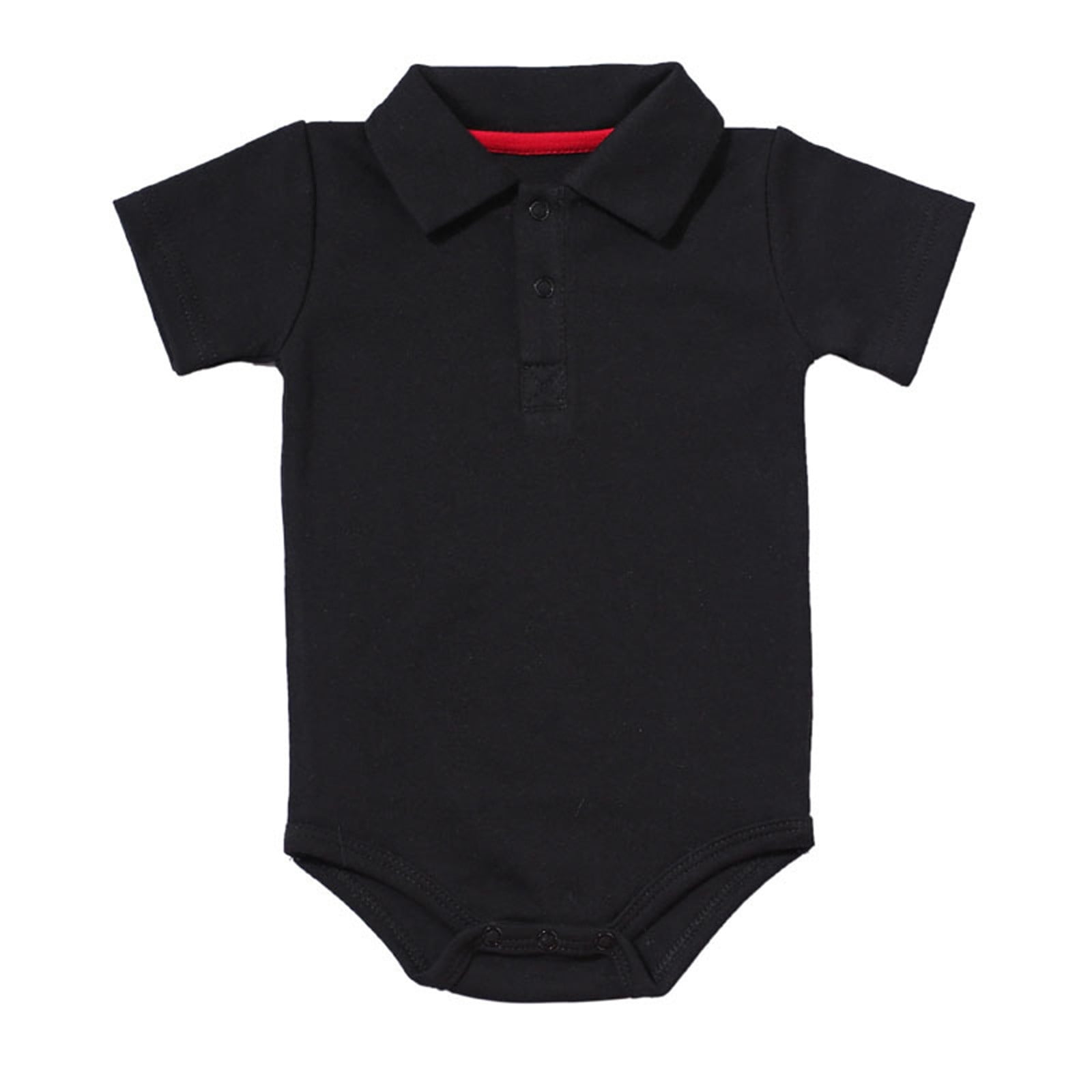 Generic Baby Boy Girl Collared Bodysuit Polo Short Sleeve Soft Cotton ...