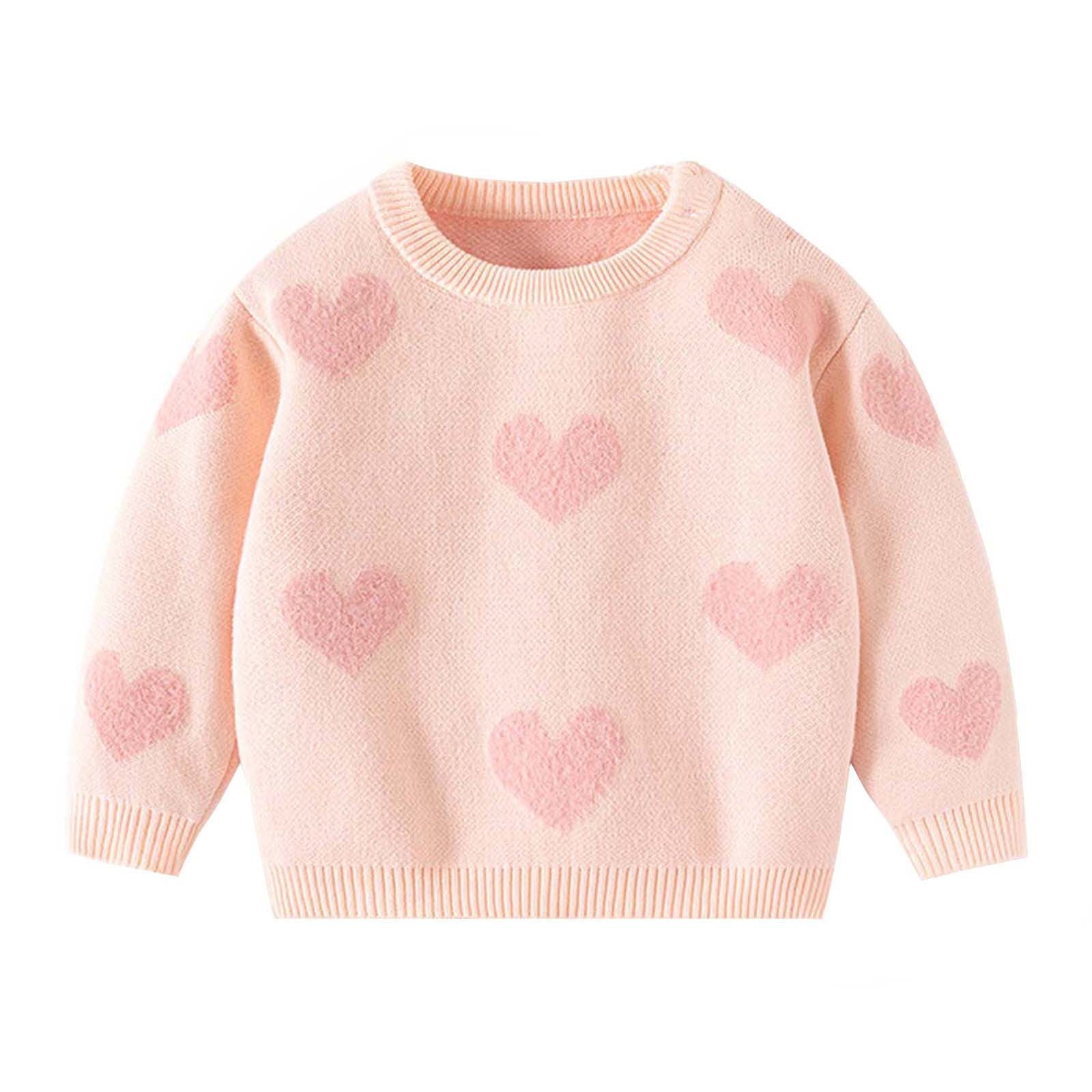 Generic Baby Girls Cardigan Sweater Pink Heart Pattern Knitted Long ...
