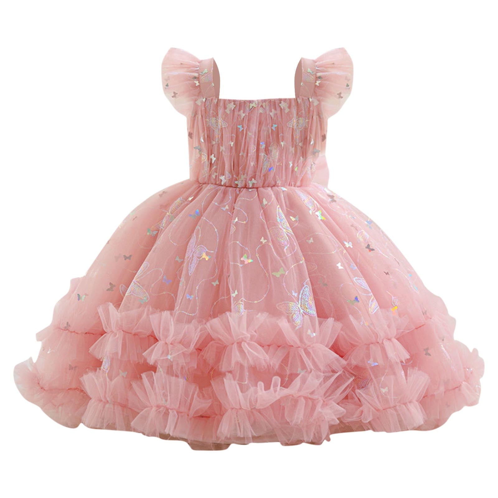 Generic Baby Girls Ruffle Tutu Dress Sequin Butterfly Birthday Party ...