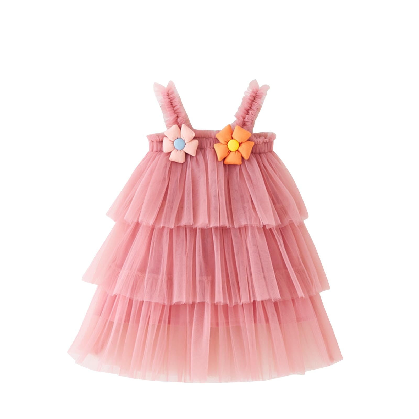 Generic Baby Girls Tulle Layered Ruffle Dress Summer Sleeveless ...