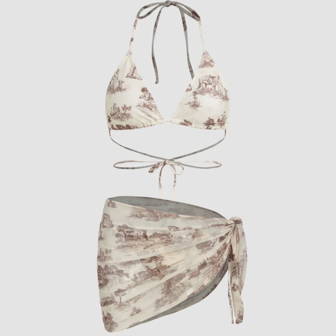 Generic Bikini Young Lady Chinese Ink Style Gentle Apricot Conservative ...