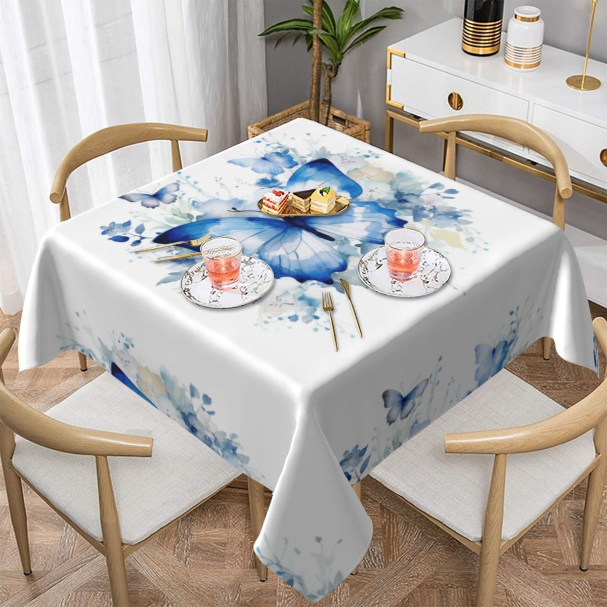 Generic Blue Butterfly Square Decorative Tablecloth 60x60 - Walmart.com