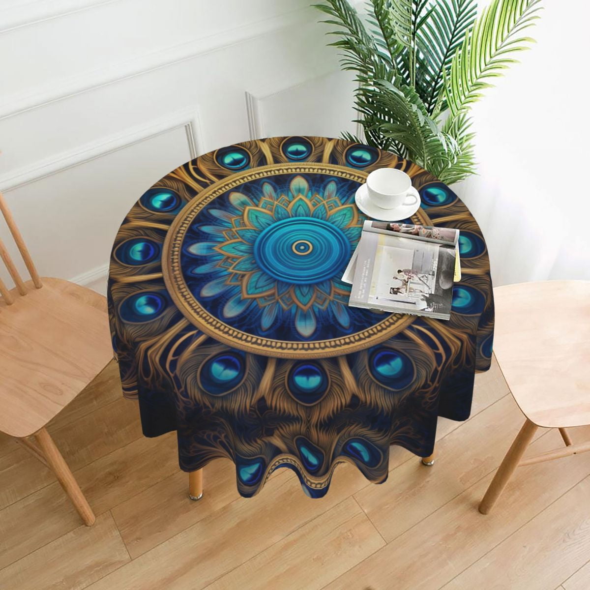 Generic Bohemian Psychedelic Peacock Mandala Round Decorative Long ...