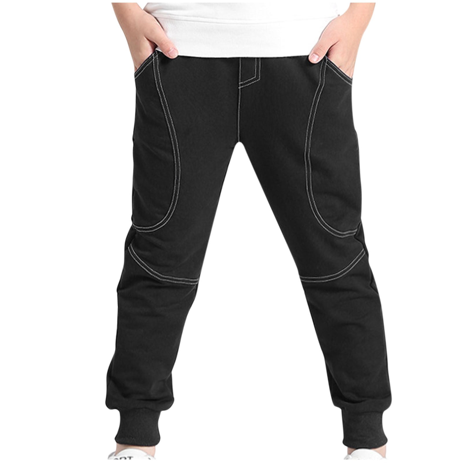 Generic Boys Fleece Joggers Sweatpants Fashion Soft Kids Active Basic ...