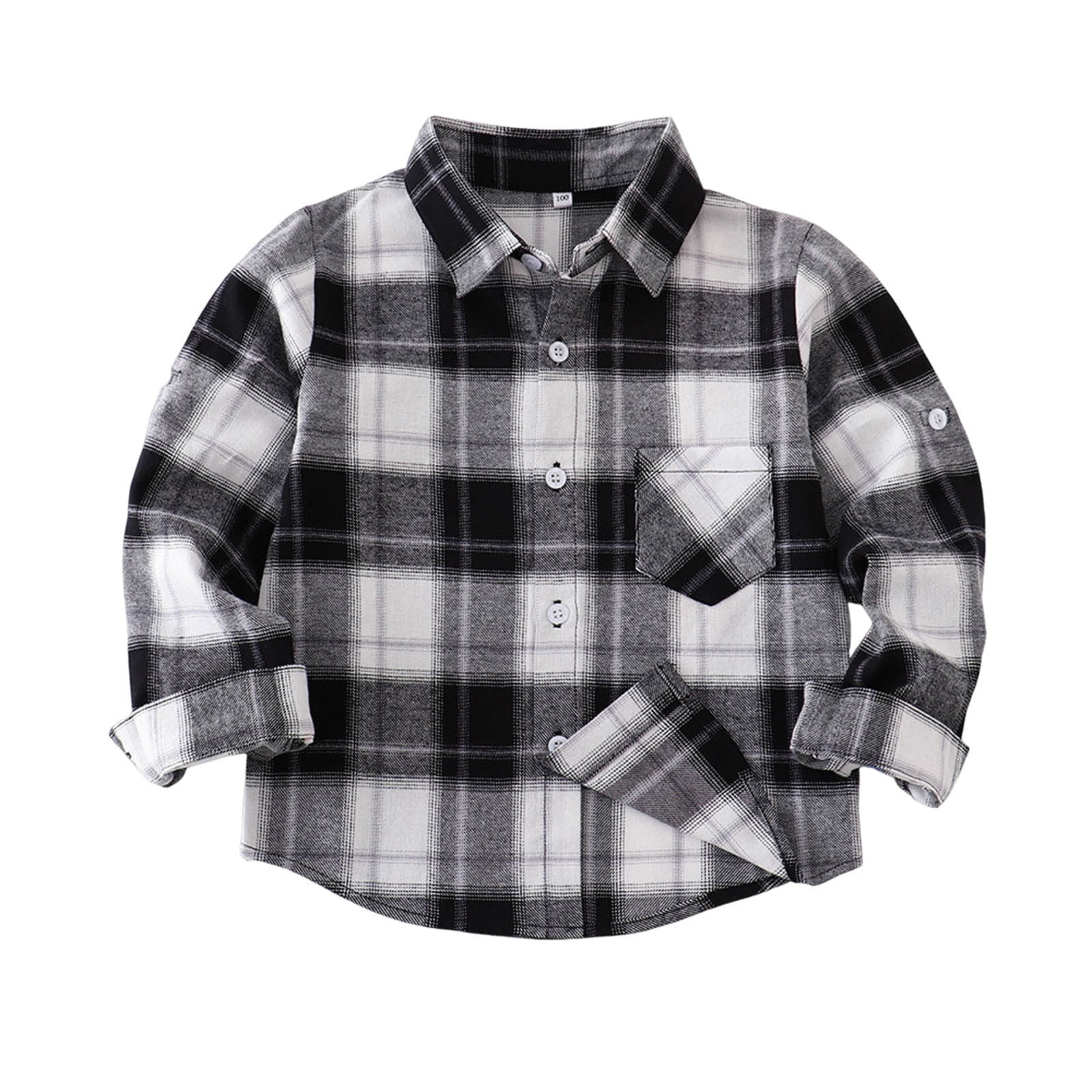 Generic Boys Girls Plaid Shirt Long Sleeve Button Down Flannel Dress ...