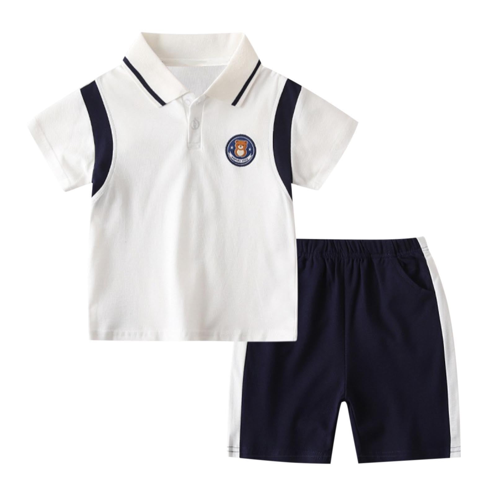 Generic Boys Toddler Polo Shirt Color Block Style Lapel Cotton Short ...