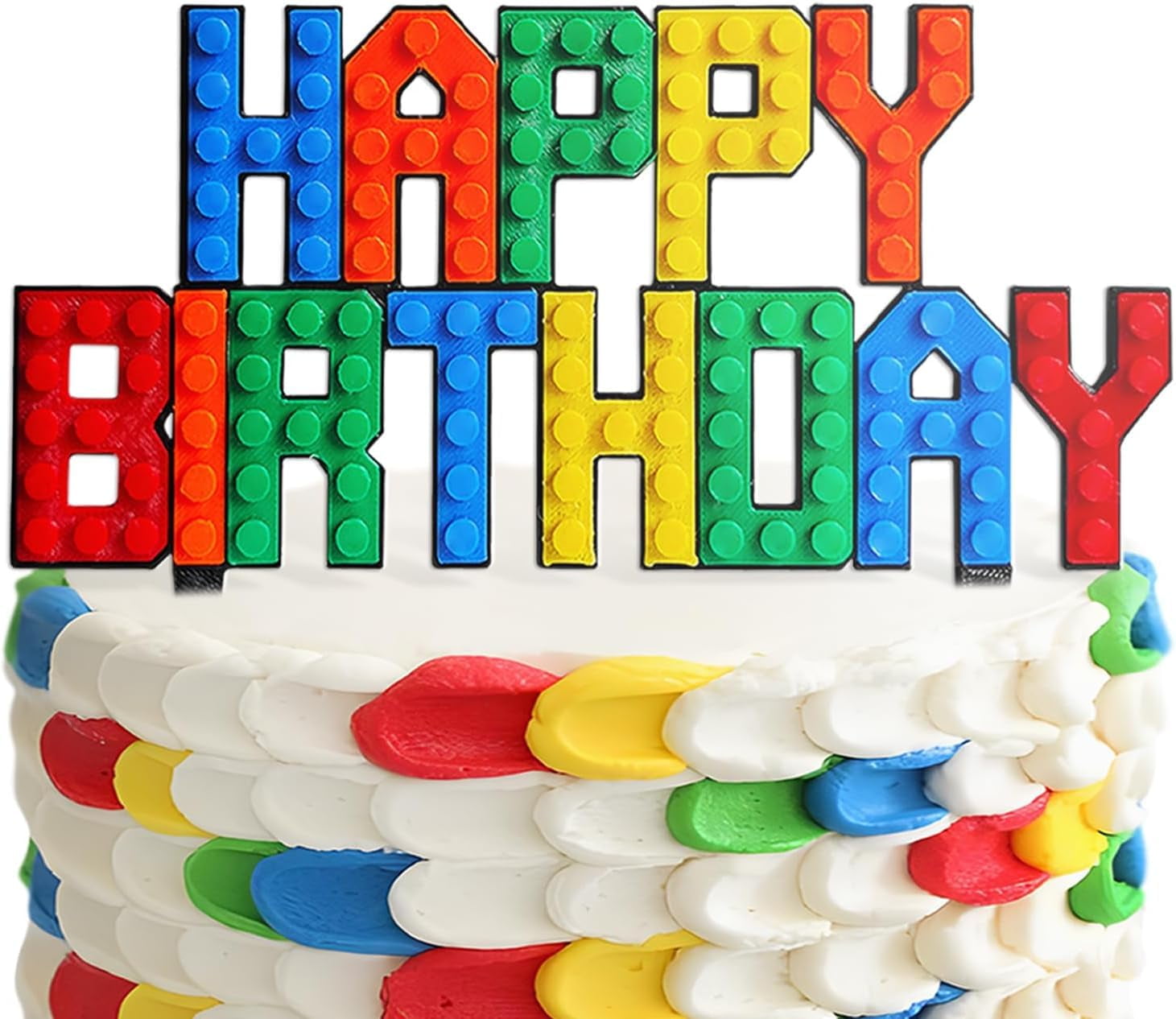 Generic Building Blocks FEV6 Cake Topper, 3D Print, Blue, Red, Green ...