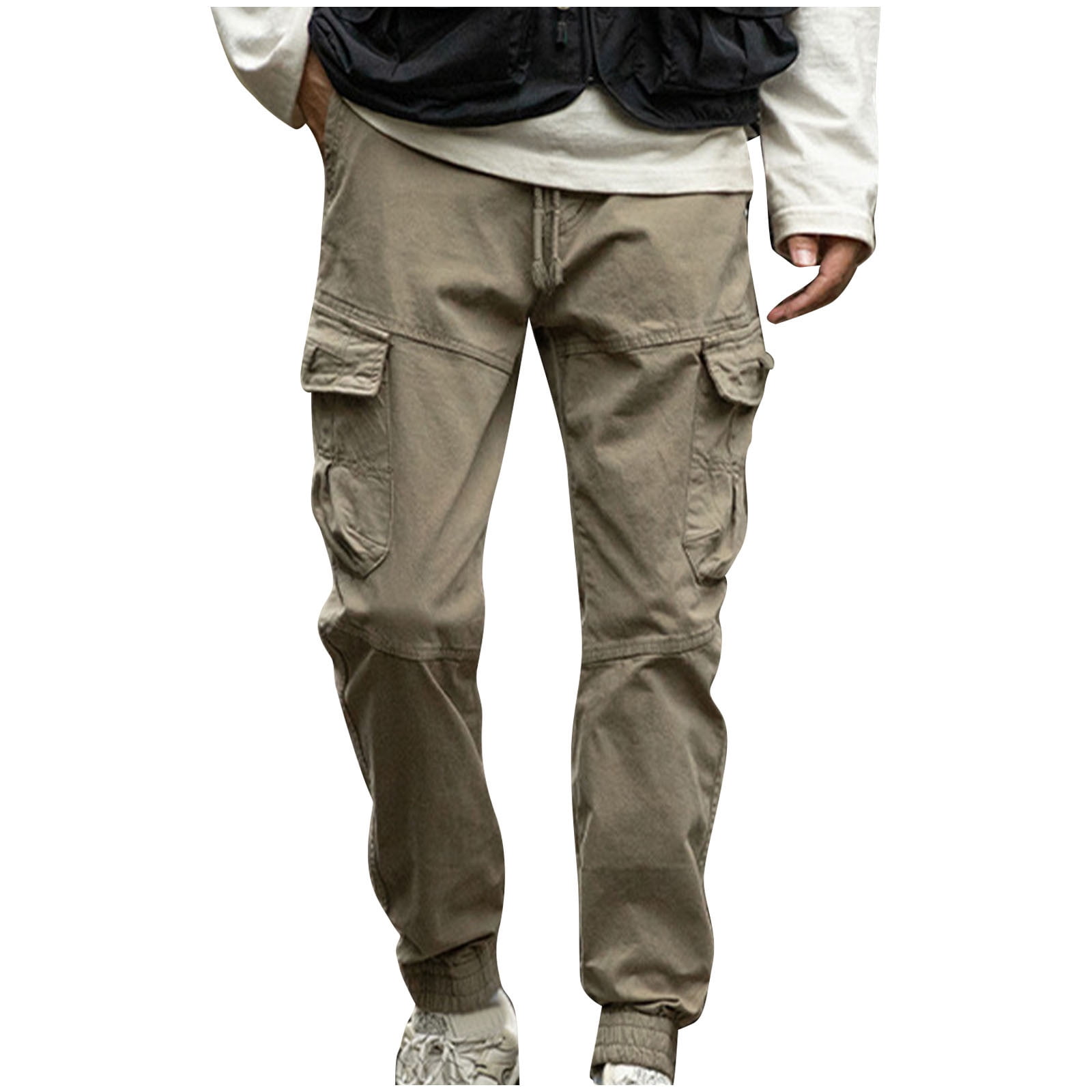 Generic Cargo Work Pants for Men Stretch Drawstring Hiking Pants Multi ...