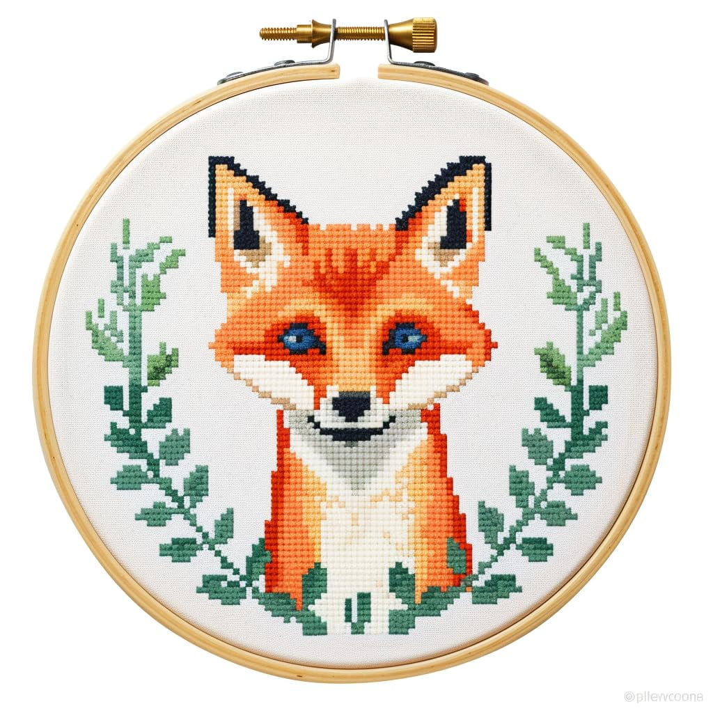 Generic Cartoon Simple Animal Fox DIY Stamped Cross Stitch Kits Easy ...