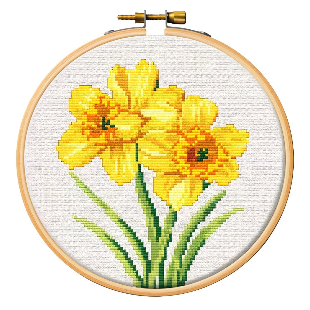 Generic Cartoon Simple Daffodils Flower DIY 11CT Stamped Cross Stitch ...