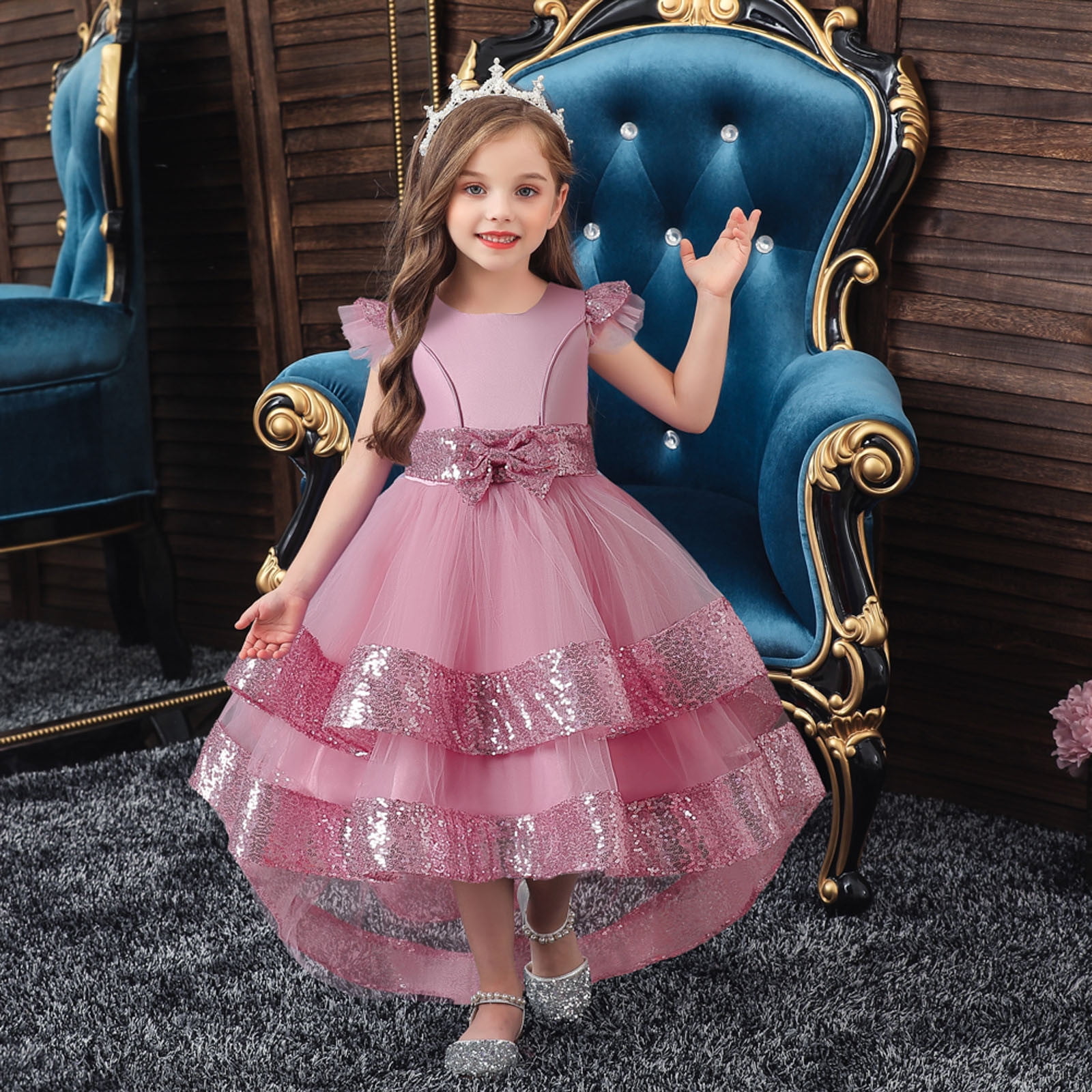 Generic Children Gown Toddler Kids Girl Dress Summer Sleeveless Bowknot ...