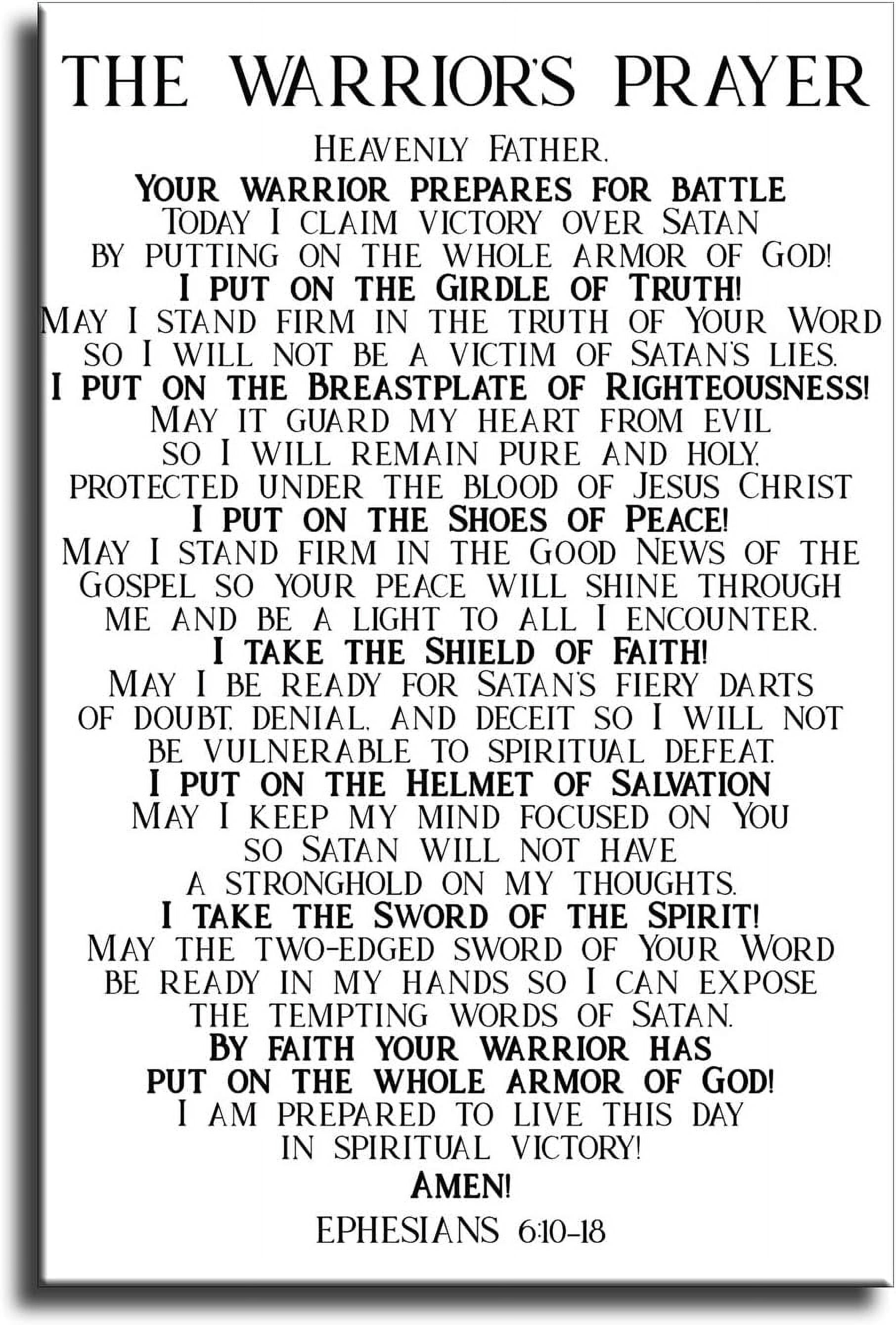 Generic Christian Art Warrior Of God Prayer Print on Armor Of God ...