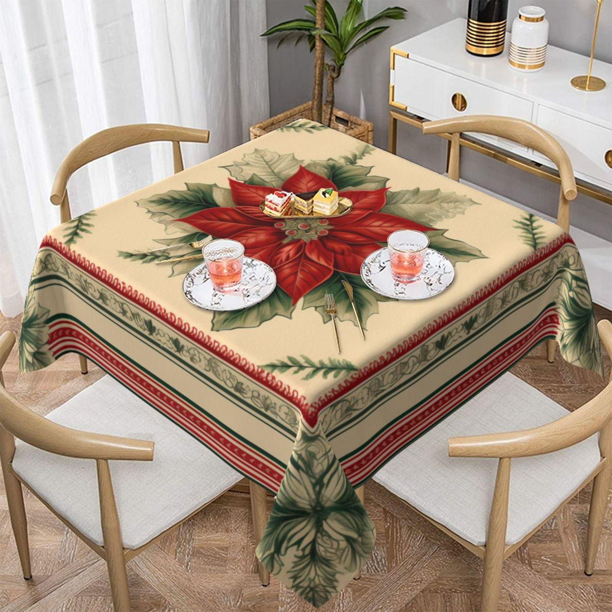 Generic Christmas Patterns Square Decorative Tablecloth for Party 54x54 ...