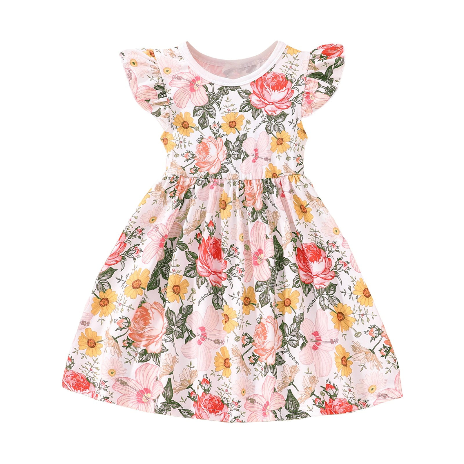 Generic Clearance Toddler Baby Girls Flying Sleeve Floral Dress 6 ...