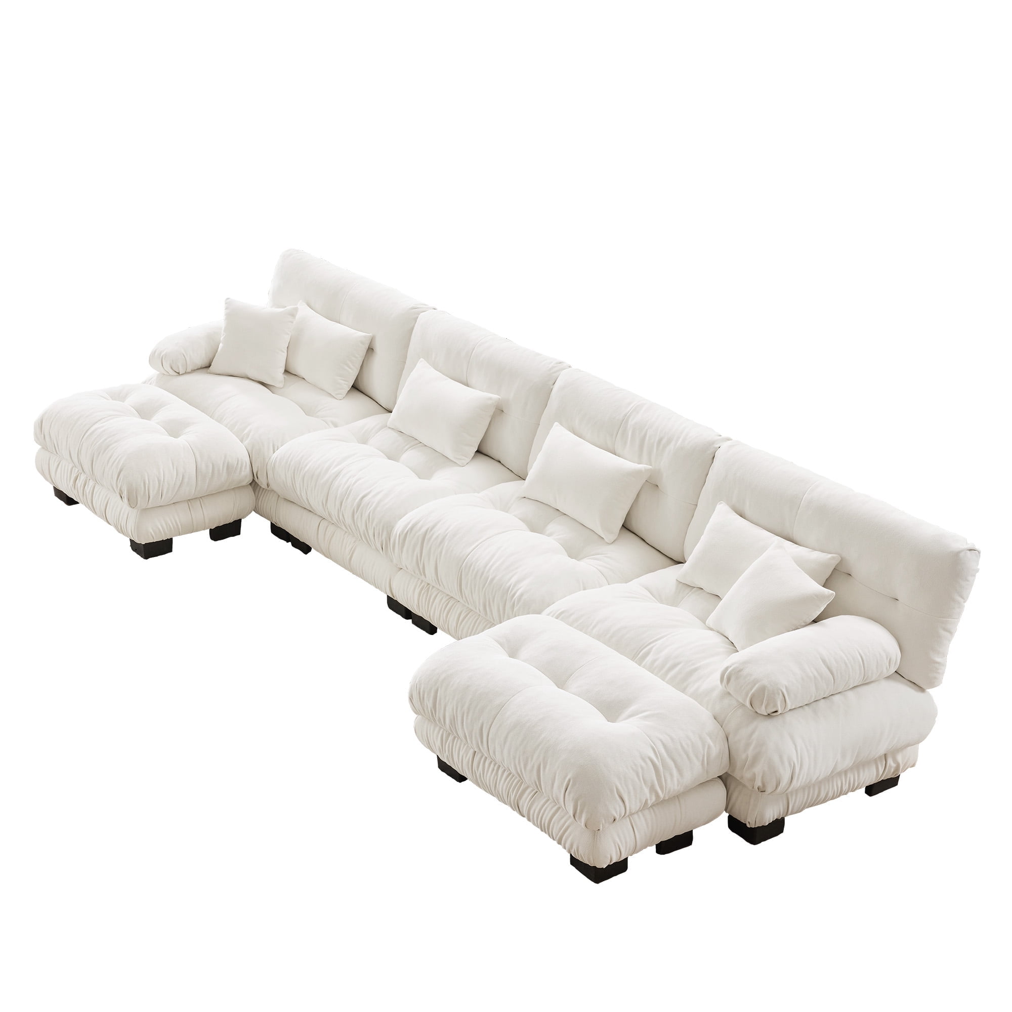 Generic Contemporary Chenille Sectional Sofa with Round Arms, Comfy ...