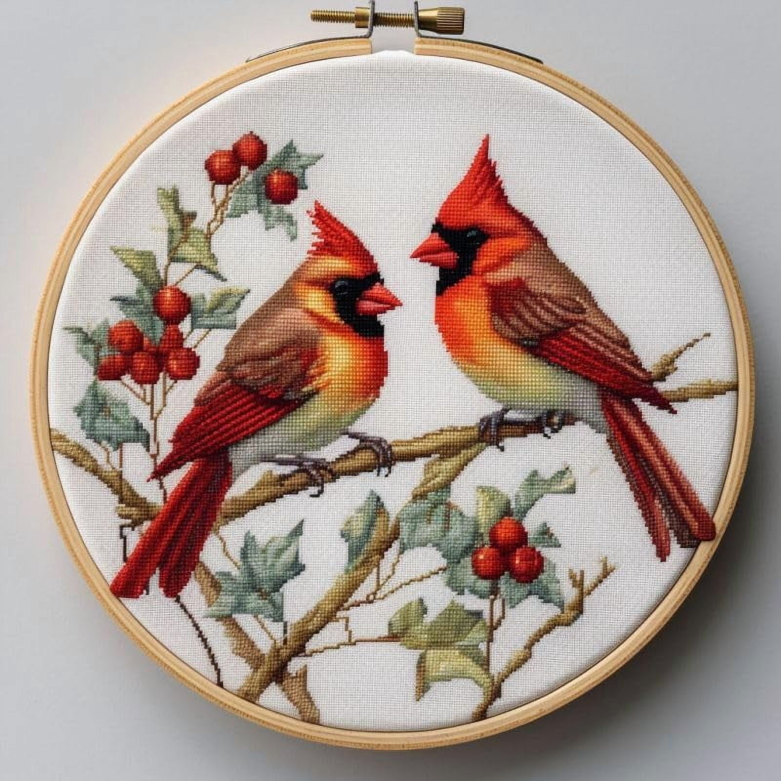 Generic Counted Easy Cross Stitch Kits Cardinal Bird Color Stamped ...