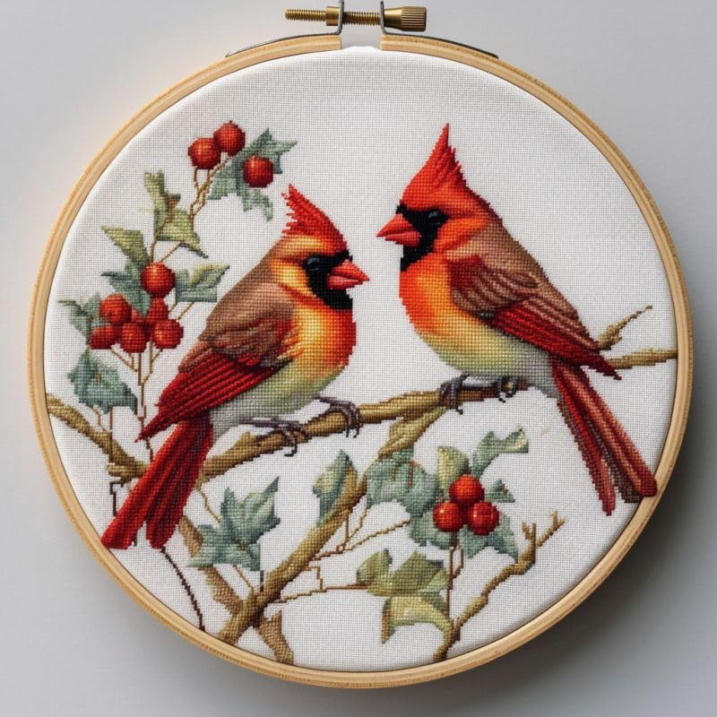 Generic Counted Easy Cross Stitch Kits Cardinal Bird Color Stamped ...