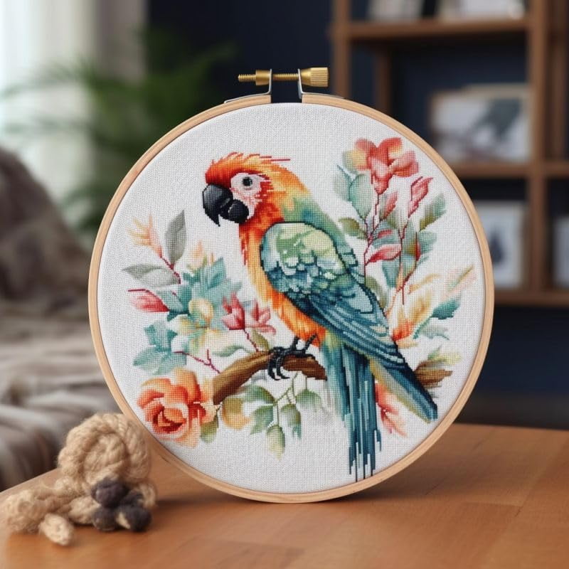 Generic Counted Easy Cross Stitch Kits Parrot Bird Color Stamped ...