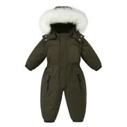 Kid's Baby Boy and Girl's One Piece Snowsuit Hooded Artificial Fur Ski Jumpsuit Waterproof Ski ...