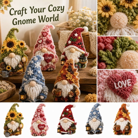 Generic DIY Gnome Craft Kit 3D Fabric Poke Art No-Sew Standing Decor ...