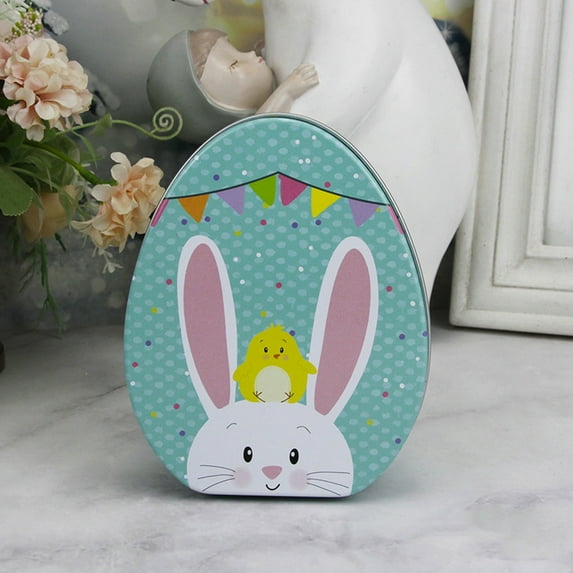 Generic Easter Bunny Egg Candy Box Metal Easter Gift Boxes Cartoon Rabbit Tinplate Box Cookie ...