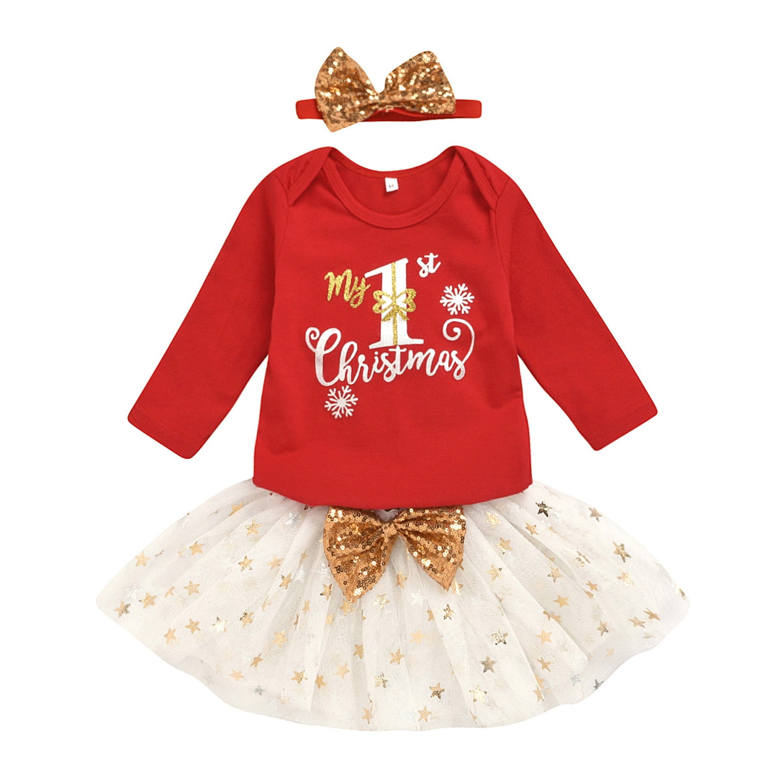 Generic Flower Girl Dress Xmas Baby Girls Long Sleeve Letter Christmas ...