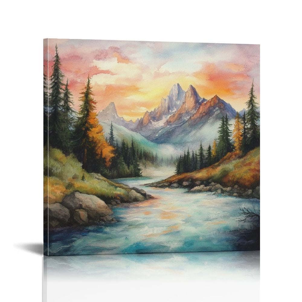 Generic Forest Canvas Wall Art Fall Sunset Mountain Pictures Wall Decor ...