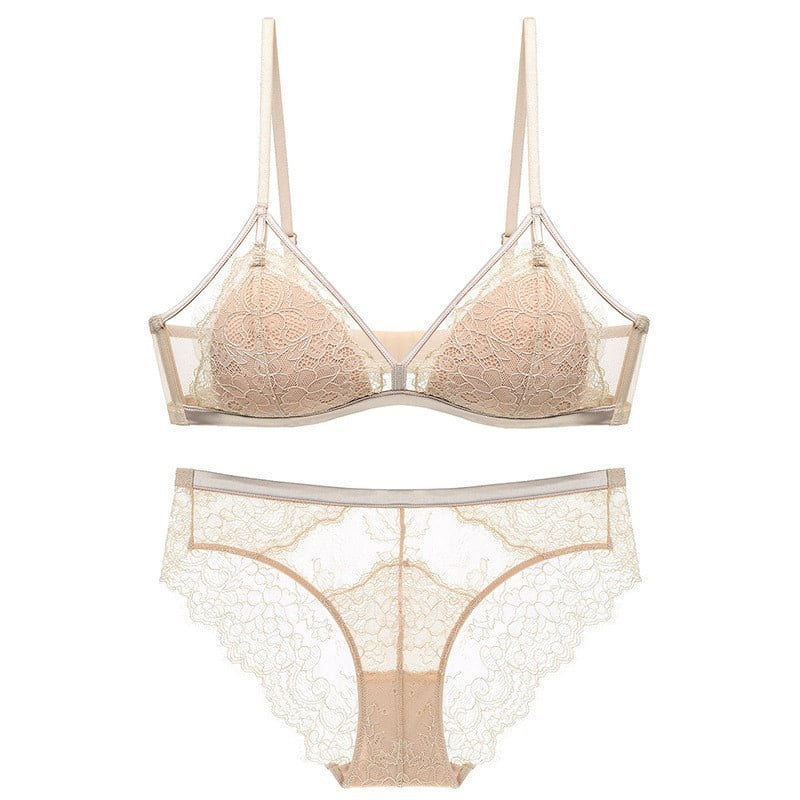 Generic French Lace Underwear Women's Sexy Eyelash Wireless Bra Thin ...