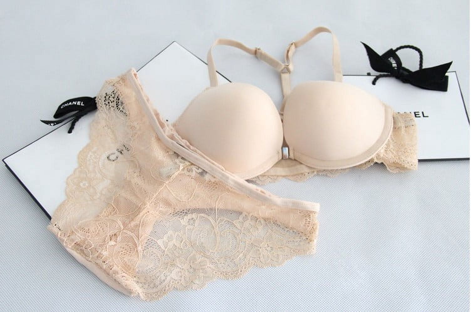 Generic Front Button Lace Bra Set Sexy Y-Line Back Shaping Push up ...