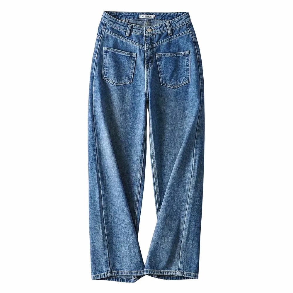 Generic Front Pocket Design Loose Cool Denim Mop Pants Female 2025 New ...
