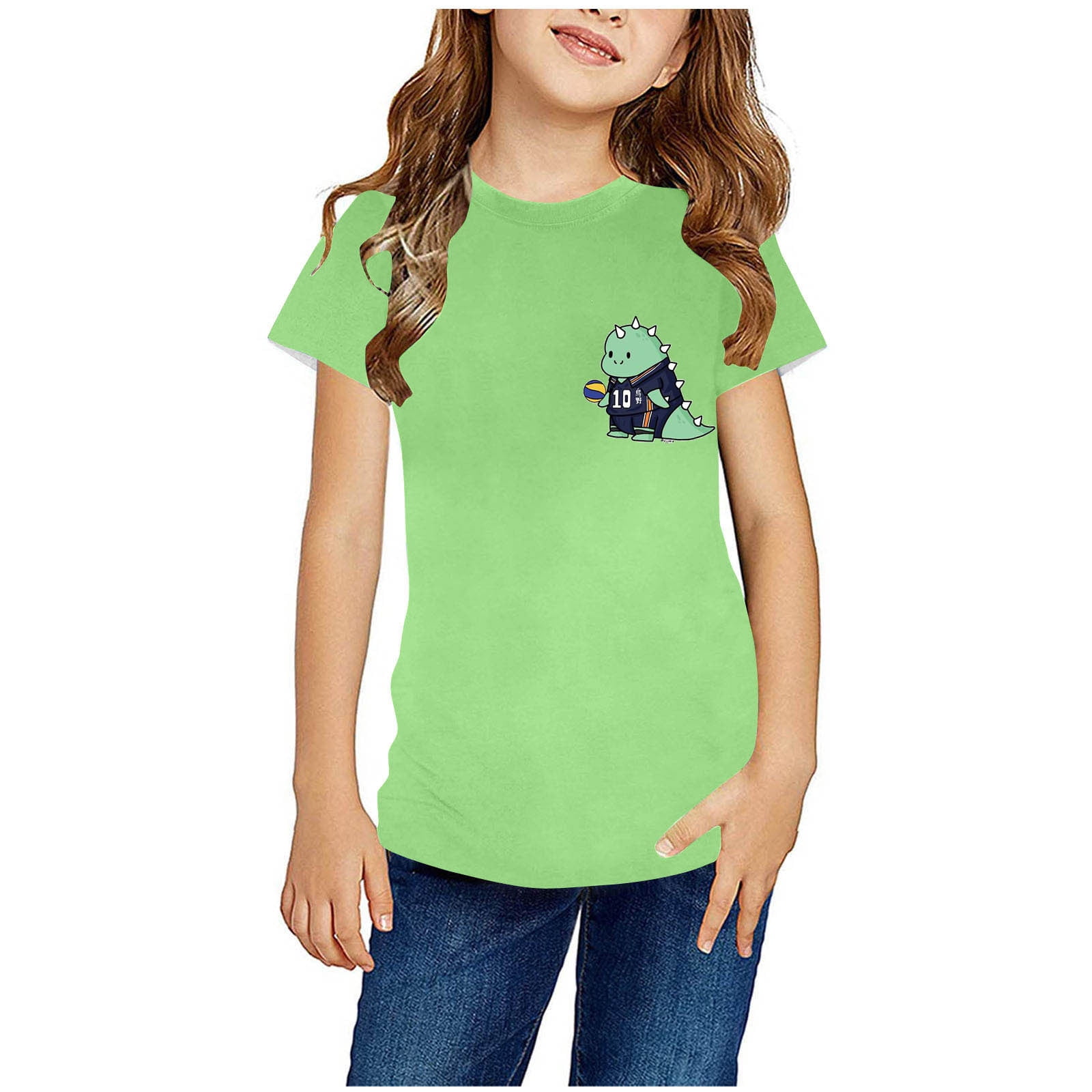 Generic Girl's Graphic Tees Cute Cartoon Print Crew Neck Short Sleeve T ...