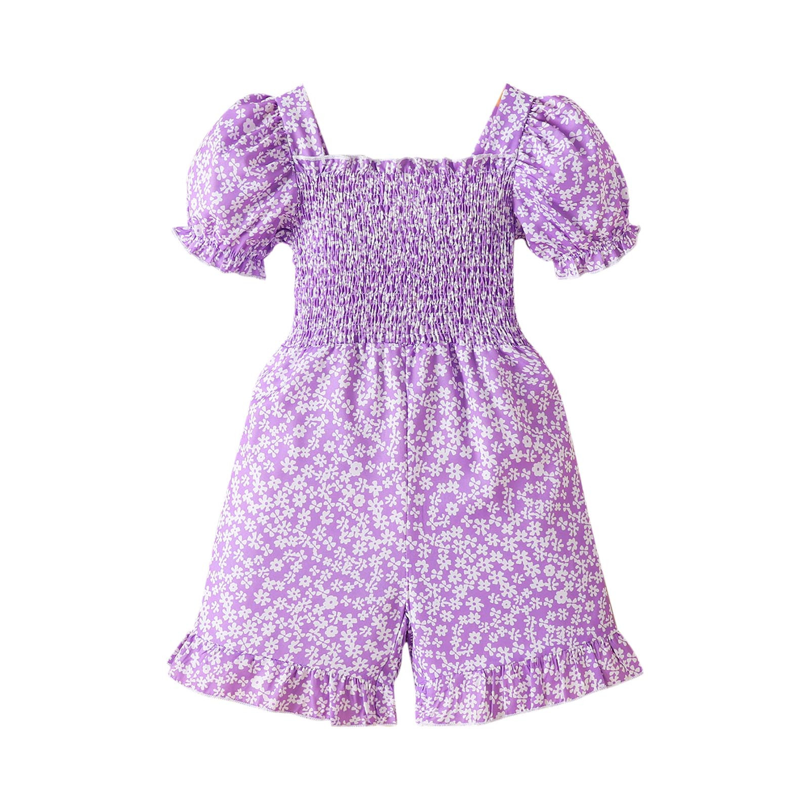 Generic Girl's One piece Jumpsuit Casual Floral Printed Shirred Ruffle ...