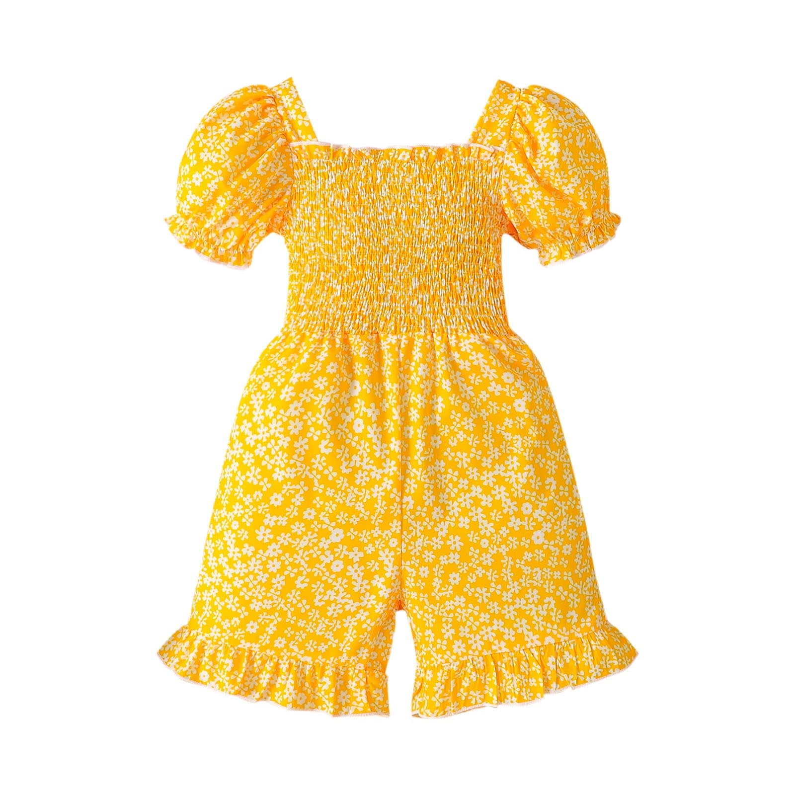 Generic Girl's One piece Jumpsuit Casual Floral Printed Shirred Ruffle ...