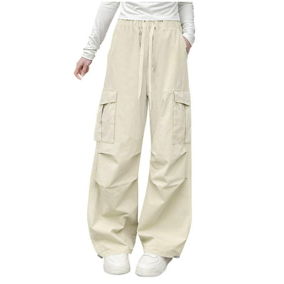 Generic Girls Cargo Pants Baggy Y2K Clothing Multi Pockets High Waist ...