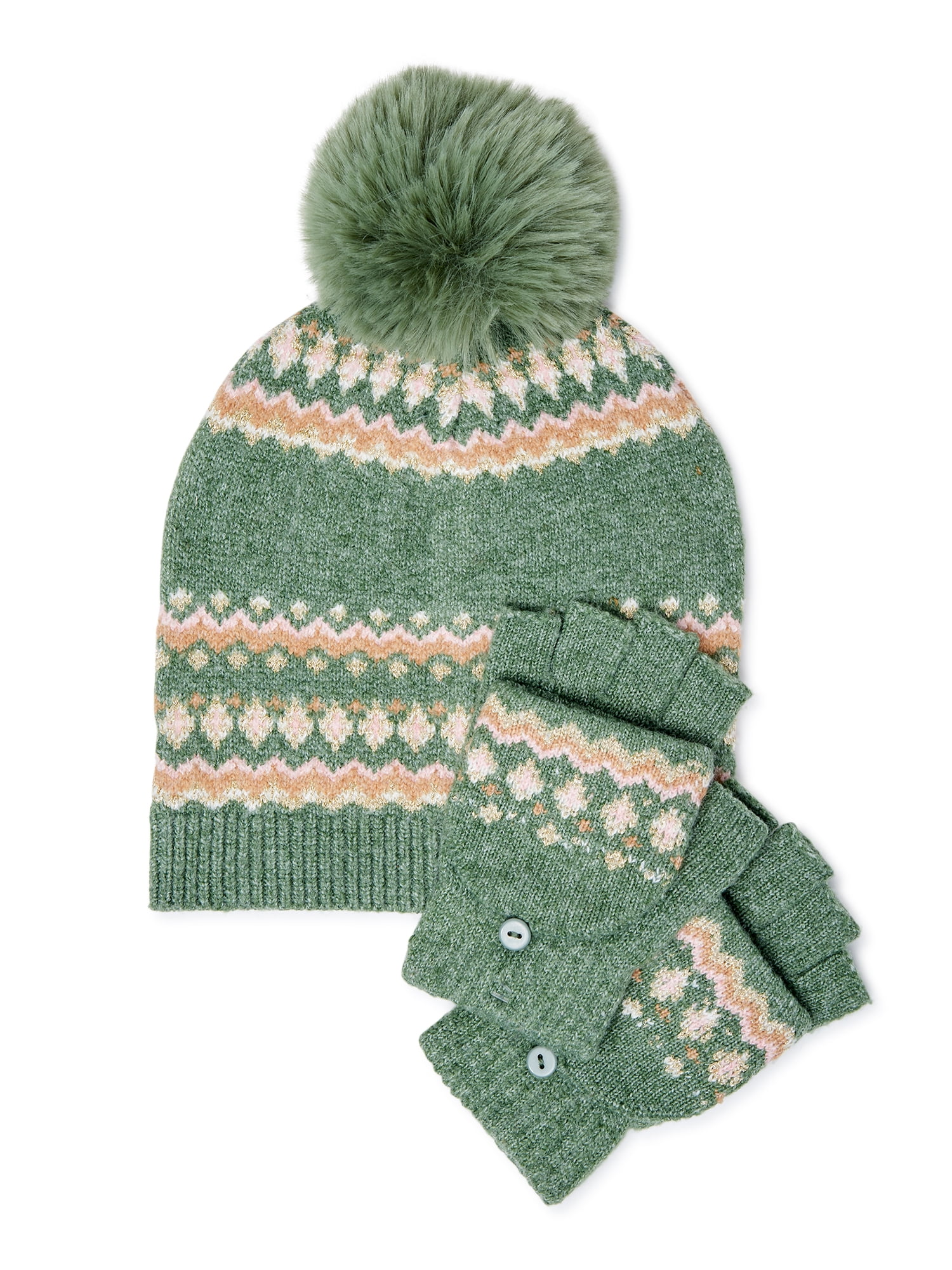 Generic Girls Fair Isle Hat and Gloves Set, 2-Piece - Walmart.com