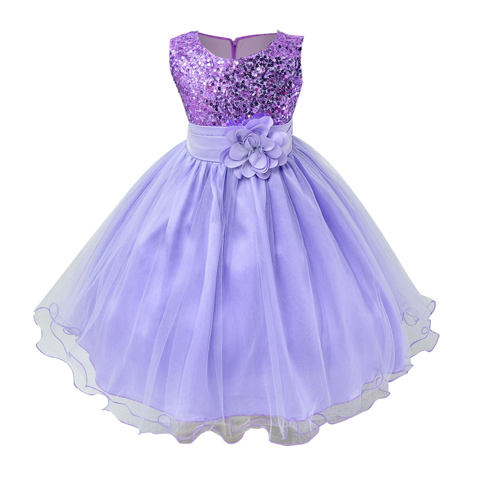 Generic Girls Gown Dress Spring Summer Solid Color Sleeveless Sequins ...